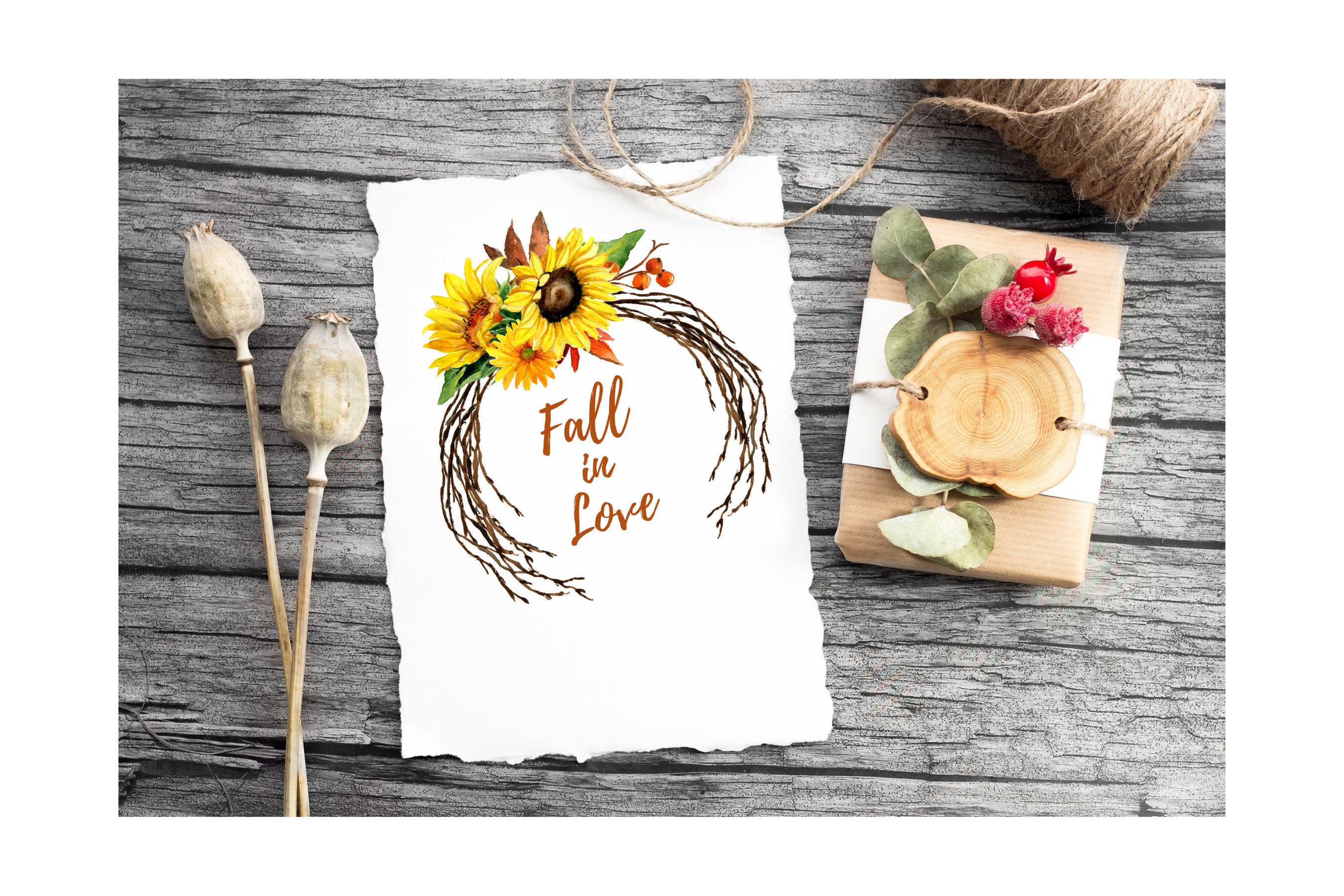 Sunflower Watercolor Clipart Fall Flower Bouquets Autumn - Etsy