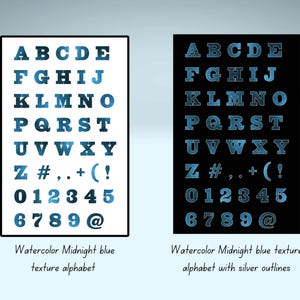 Dark Blue Alphabet Clipart, Digital Alphabet Clipart 2 Sets, Watercolor ...