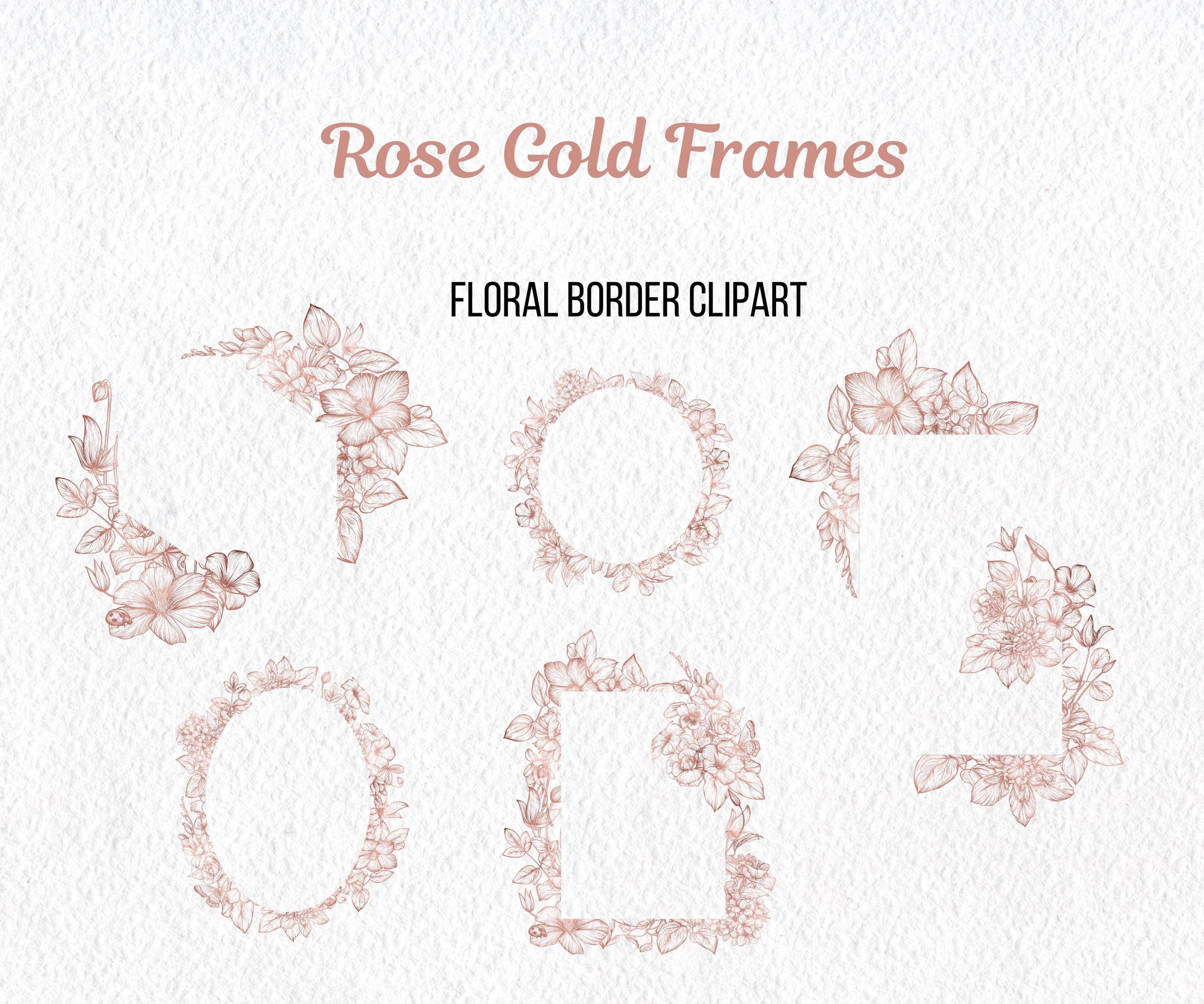 Rose Gold Floral Frame Clipart, Vintage Gold Rosegold Frames Romantic ...