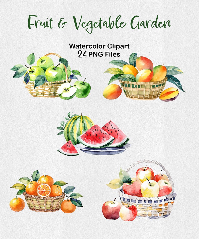 Fruit Clipart, Vegetable Clipart, Garden Clipart, Fruit and Vegi ...