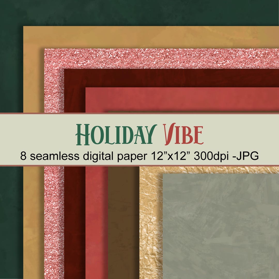 Holiday Vibe Digital Design Paper Set, Seamless Repeat Pattern With ...