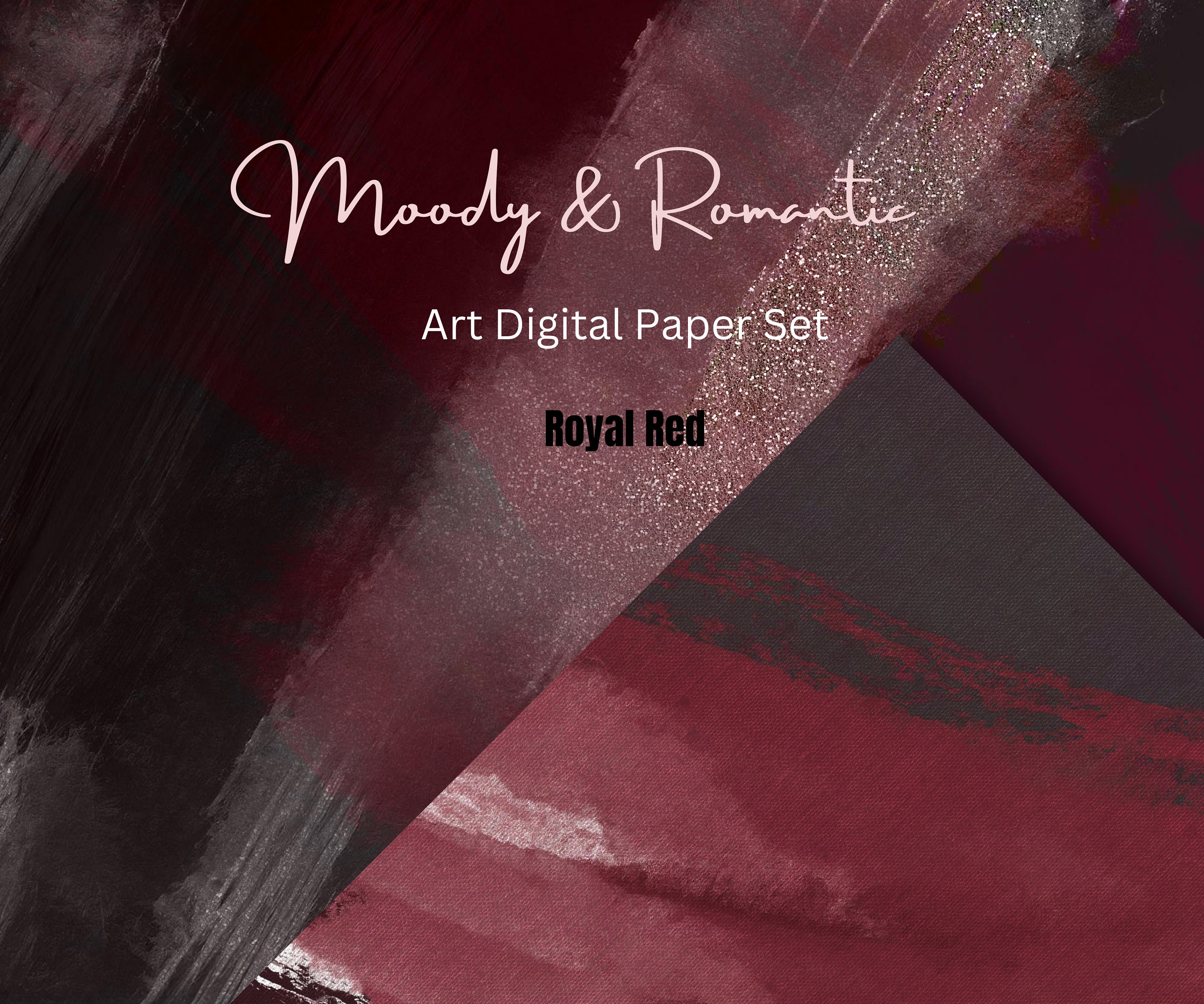 Royal Red Burgundy Digital Paper, Abstract Art Design Paper, Moody ...