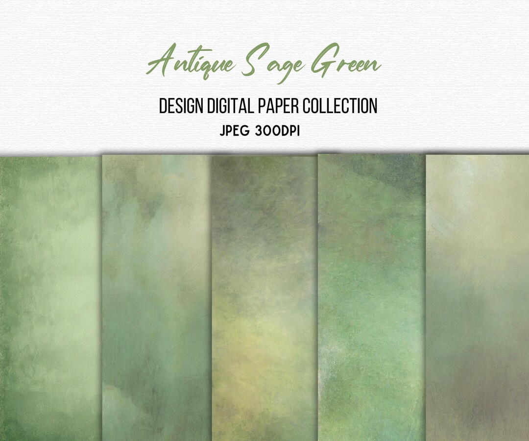 Antique Sage Green Digital Paper Clipart, Abstract Art Digital Paper ...