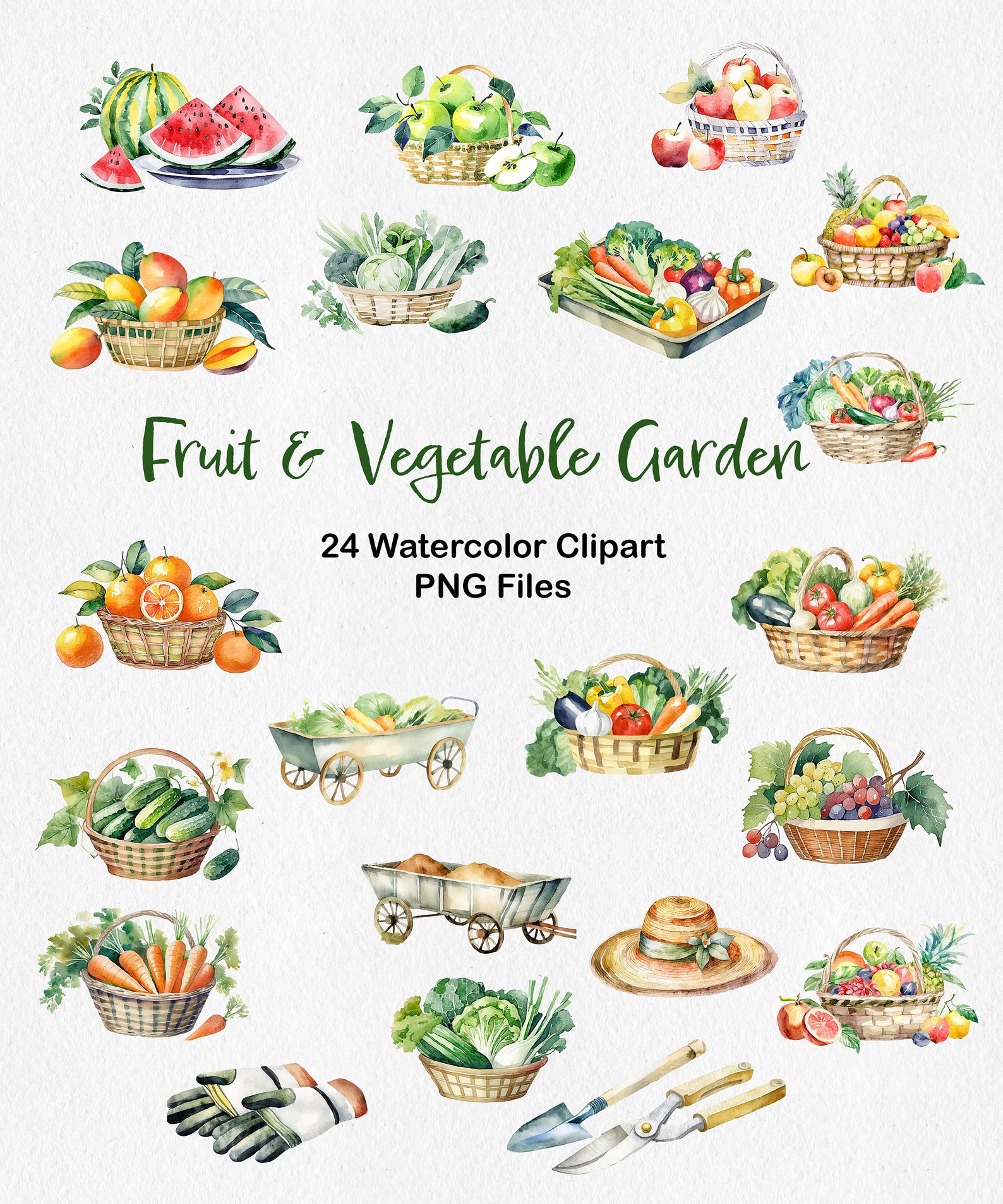 Fruit Clipart, Vegetable Clipart, Garden Clipart, Fruit and Vegi ...