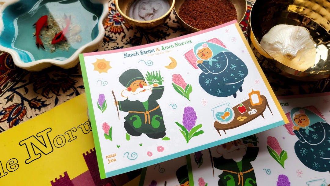 Naneh Sarma & Amoo Nowruz Sticker Sheet ~ Weatherproof Vinyl Stickers ...