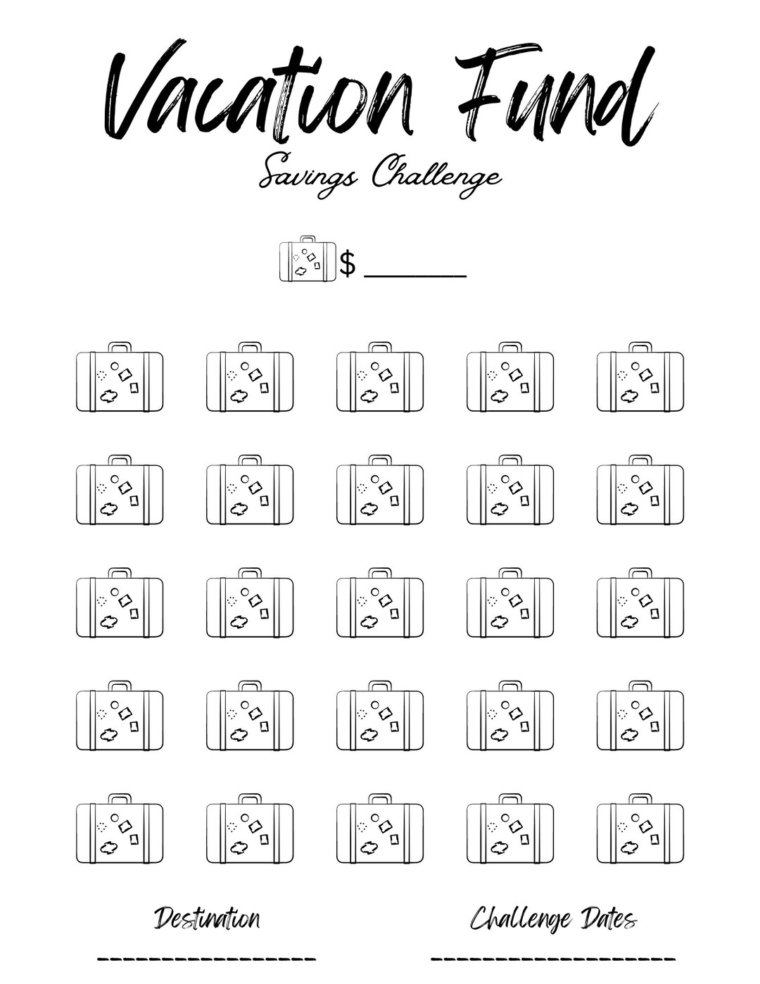 Vacation Fund Savings Challenge PDF - Etsy