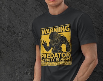 Predator Warning Sign Movie Shirt 1987 Movie Black T-shirt - Etsy