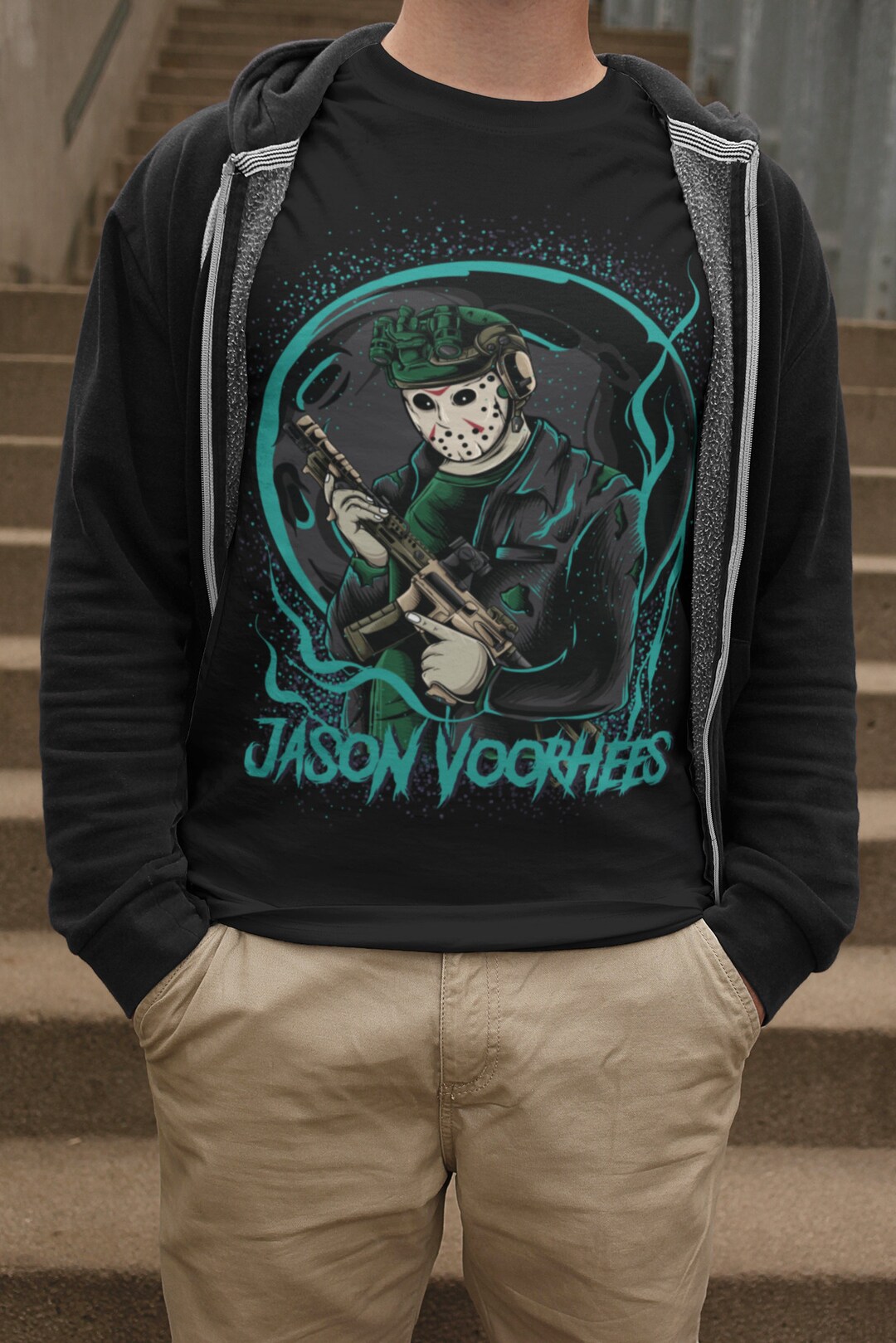 Jason Voorhees Tactical Army Style, Horror Movie Shirt, Camp Crystal ...