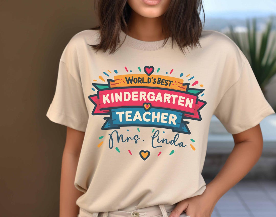 Personalized Kindergarten Teacher T-shirt, Best Gift Idea for ...