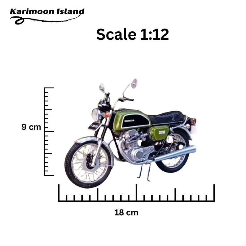Handmade Miniature of Honda CB200 Green in Scale 1:12 A, Mini Toy Japan ...