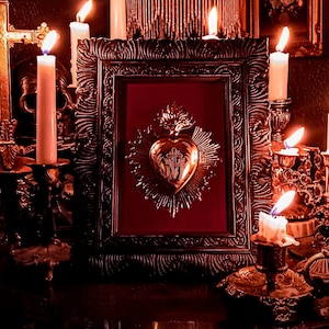 Gold Sacred Heart in Ornate Frame, Macabre, Catholic, Religion ...