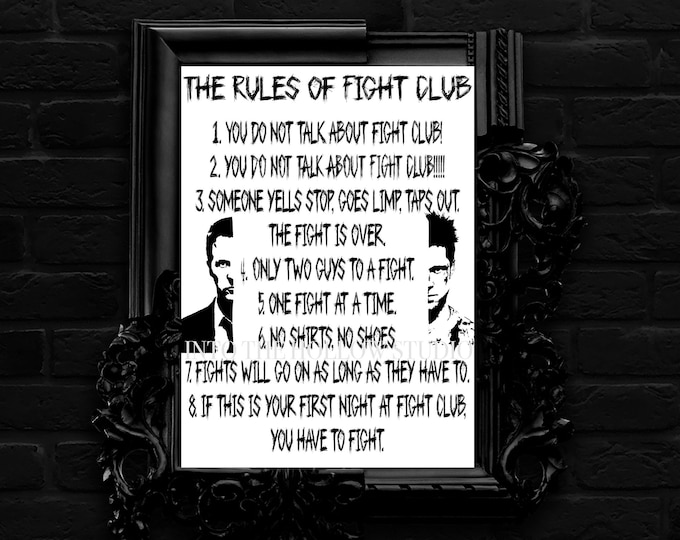 Fight Club Rules Movie Poster Print Home Decor Retro Ad Wall Art Gift ...