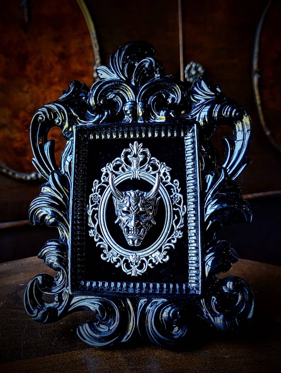 Hannya Demon Mask in Baroque Frame Macabre Protection Ward - Etsy