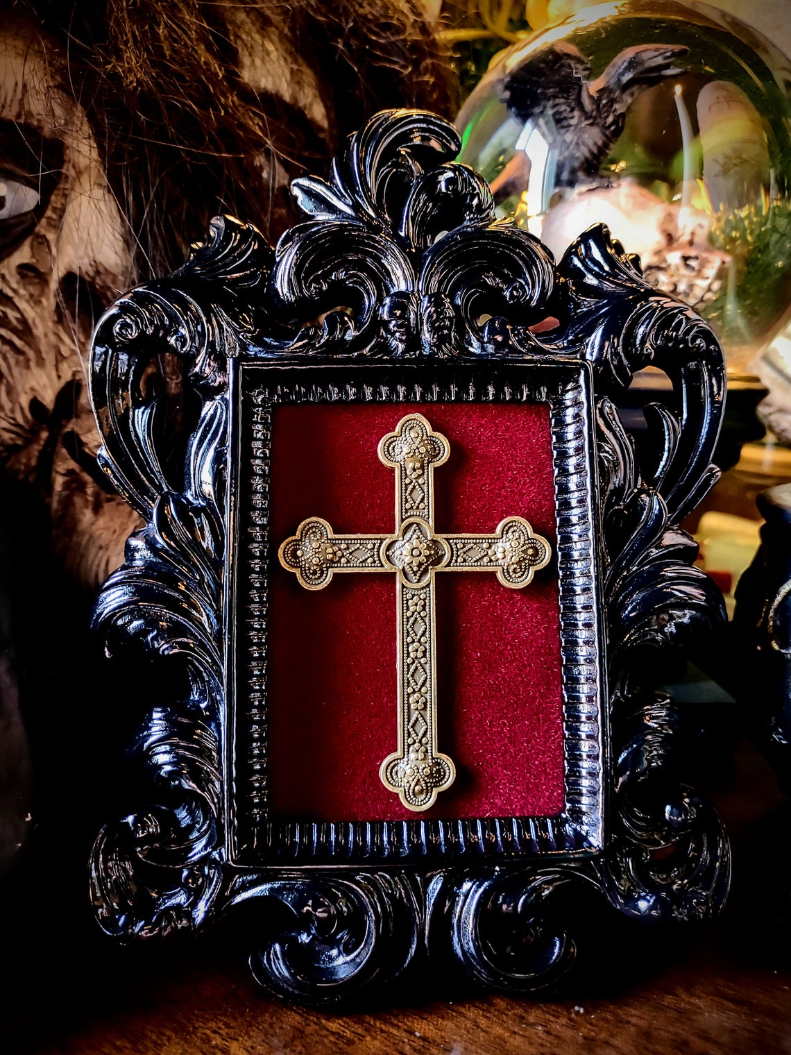 Crucifix in Ornate Frame, Macabre, Catholic | Religion | Victorian ...