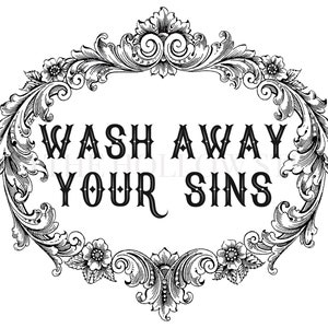 Wash Away Your Sins Sign | Digital Print | Religious | Gothic Decor ...