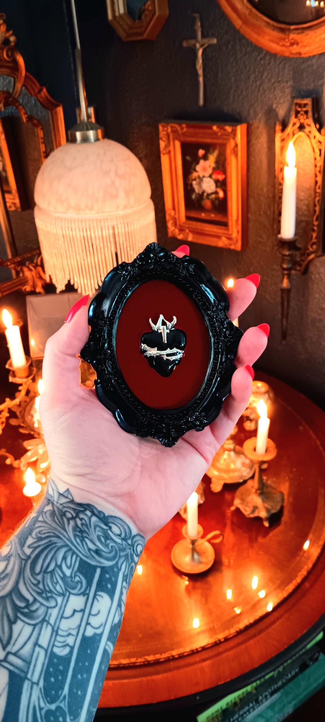 Sacred Heart in Baroque Frame, Halloween, Macabre, Catholic Cross ...