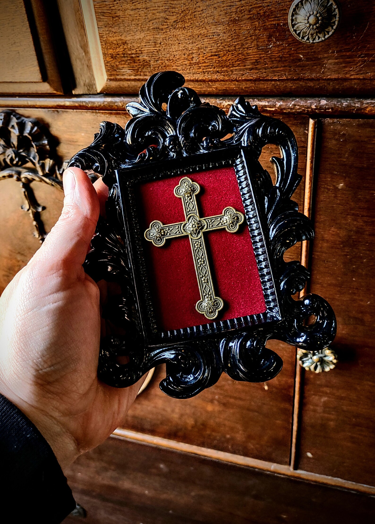 Crucifix in Ornate Frame, Macabre, Catholic | Religion | Victorian ...
