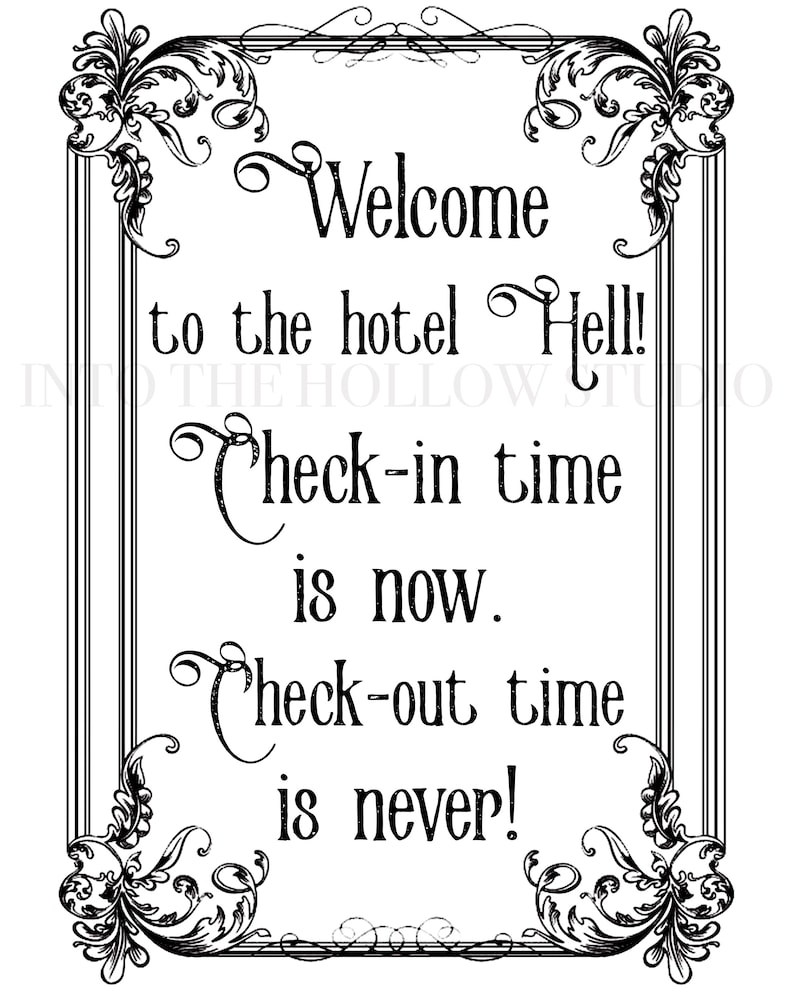 Welcome to the Hotel Hell Downloadable Print | Printable Wall Art ...
