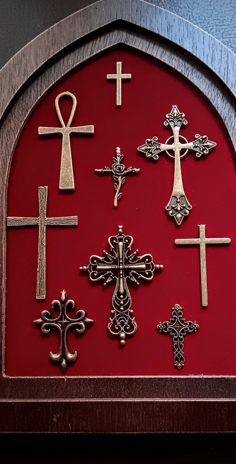 Brass Crucifix in Cathedral Frame, Macabre, Catholic, Religion ...