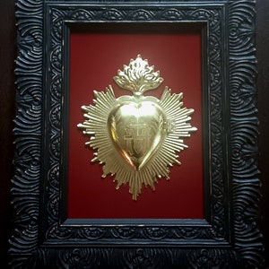 Gold Sacred Heart in Ornate Frame, Macabre, Catholic, Religion ...
