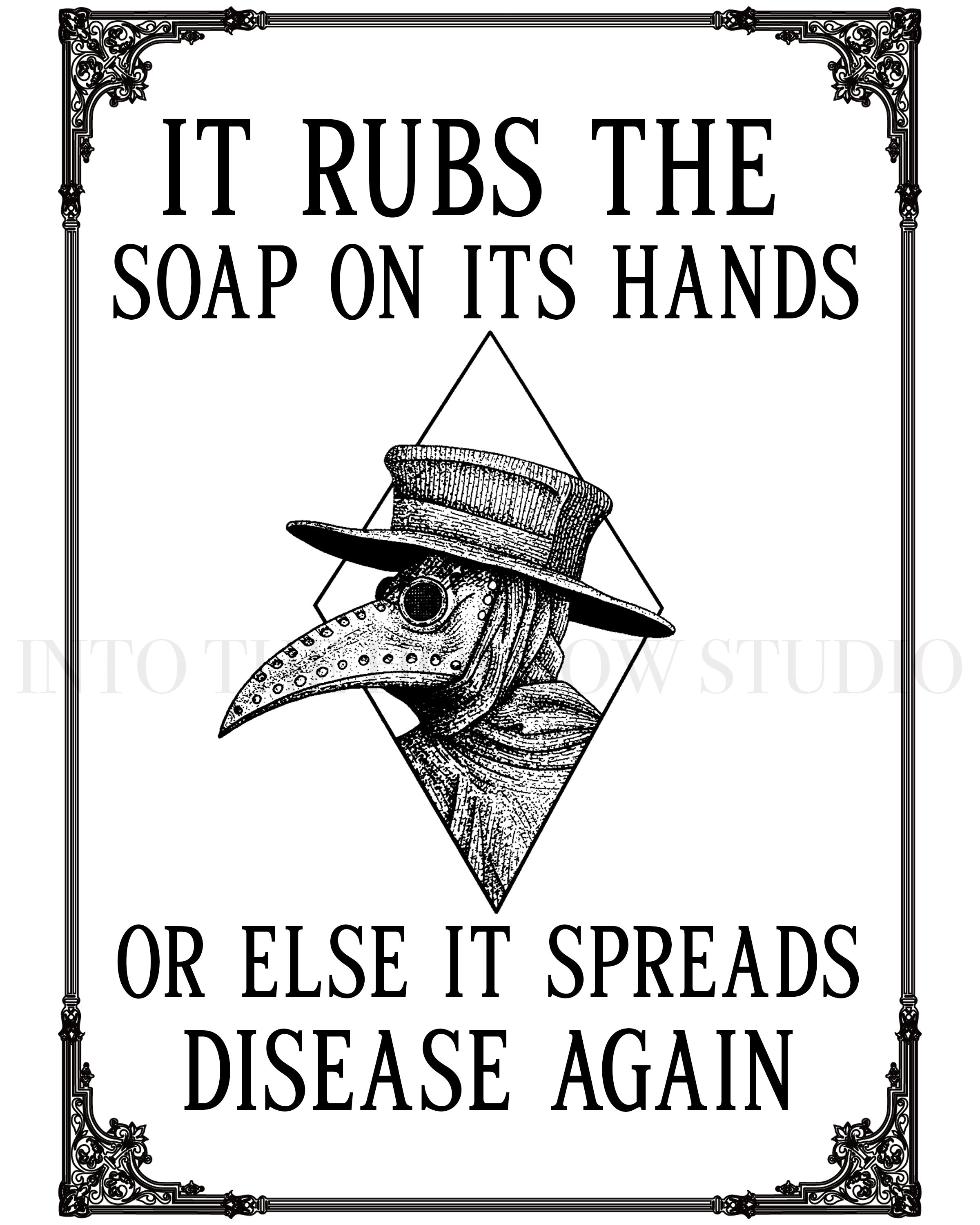 Plague Doctor Wash Your Hands Sign Digital Print Buffalo | Etsy