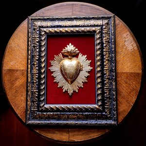 Gold Sacred Heart in Ornate Frame, Macabre, Catholic, Religion ...