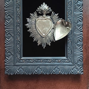 Rustic Silver Sacred Heart in Ornate Frame, Macabre, Catholic, Religion ...