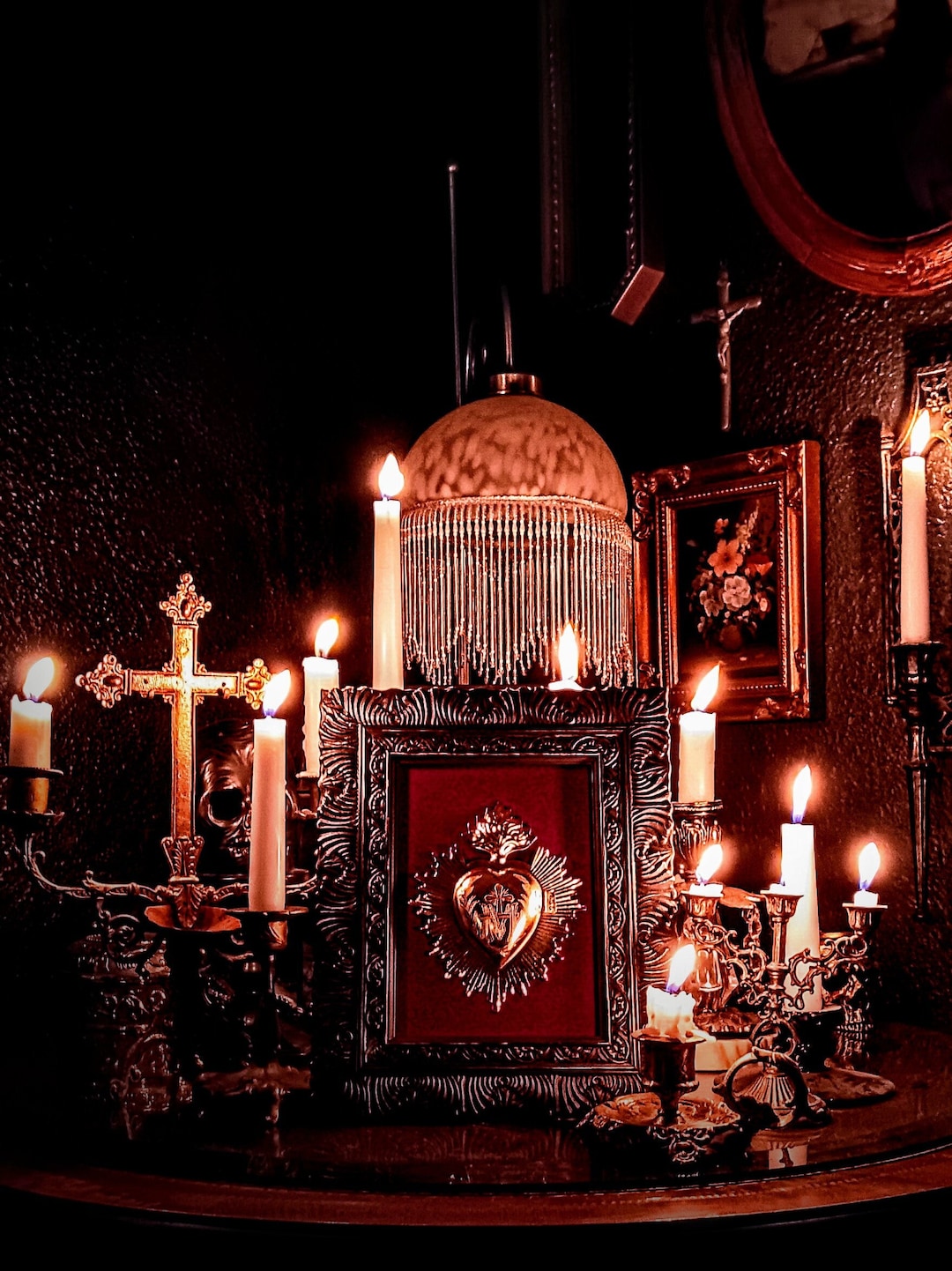 Gold Sacred Heart in Ornate Frame, Macabre, Catholic, Religion ...