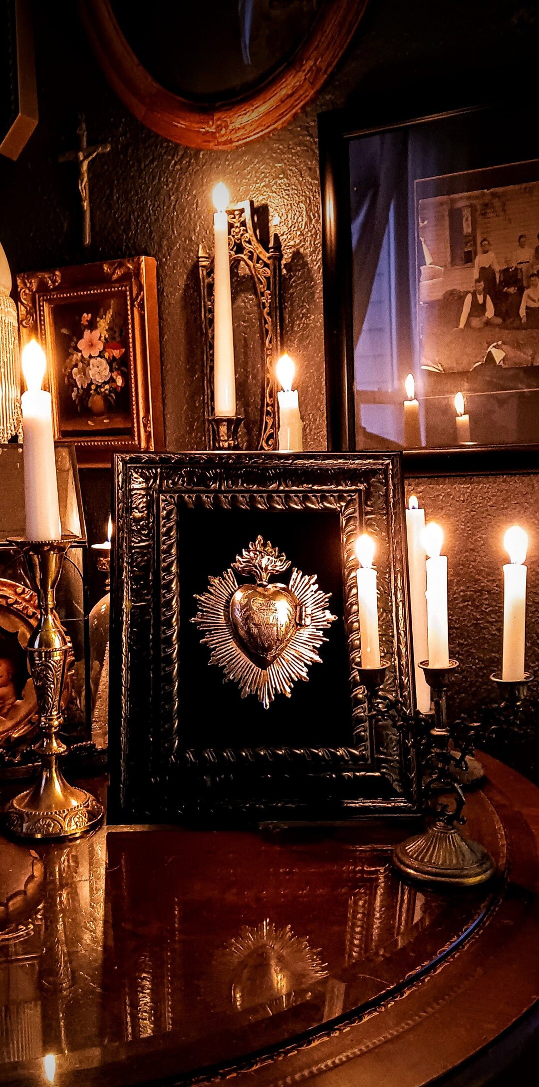 Rustic Silver Sacred Heart in Ornate Frame, Macabre, Catholic, Religion ...