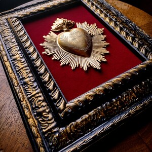 Gold Sacred Heart in Ornate Frame, Macabre, Catholic, Religion ...