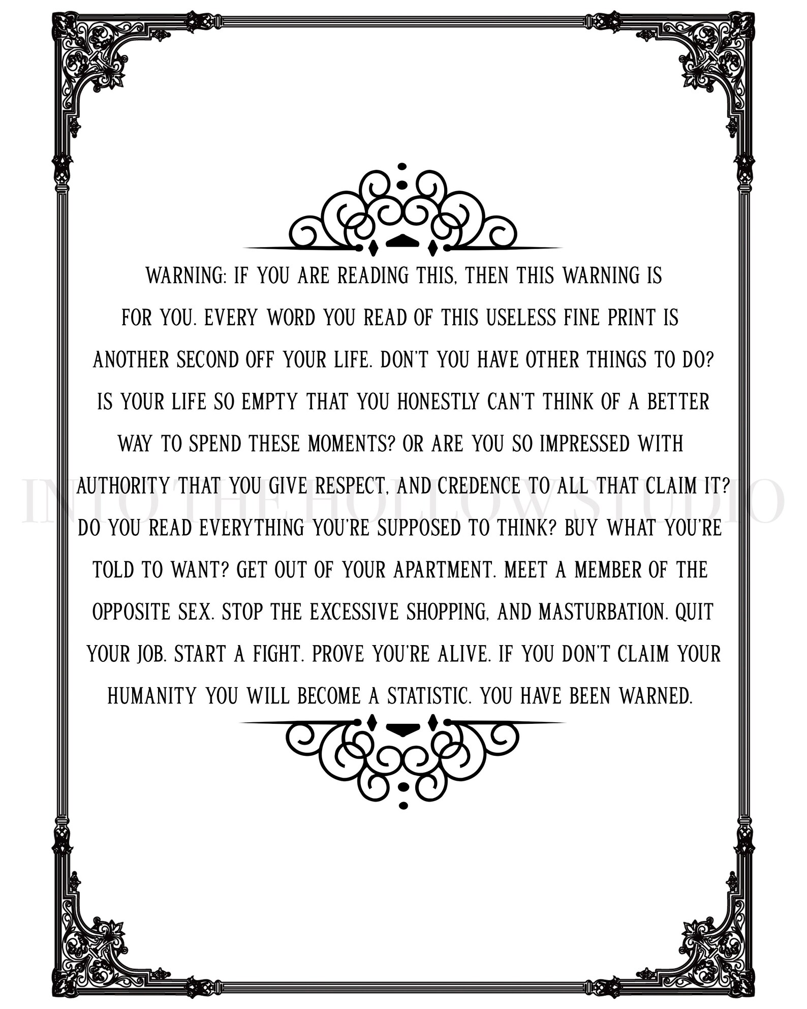 Fight Club Tyler Durden Warning: If You Are Reading | Etsy