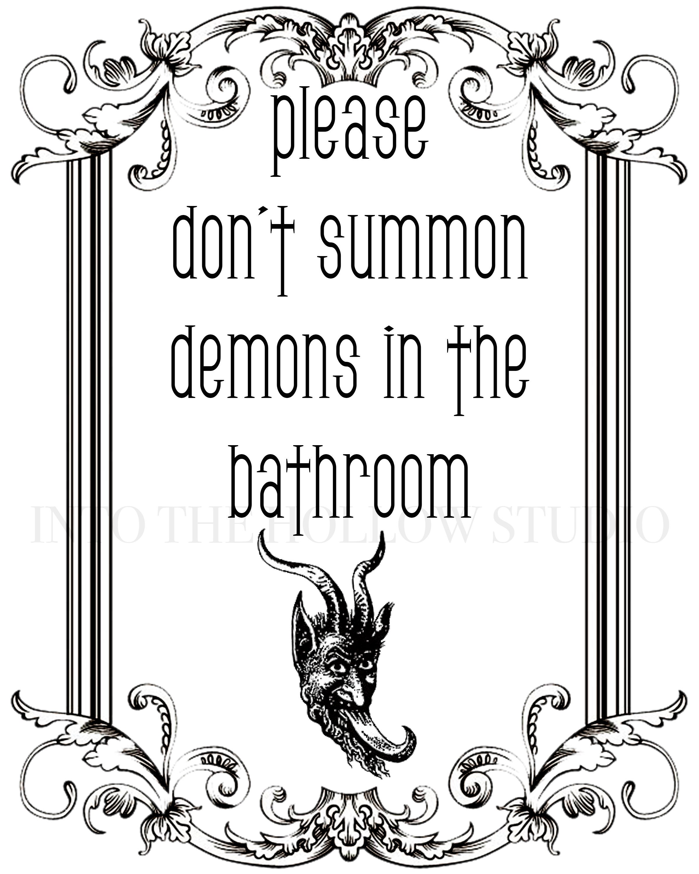 Please Don't Summon Demons in the Bathroom Downloadable - Etsy