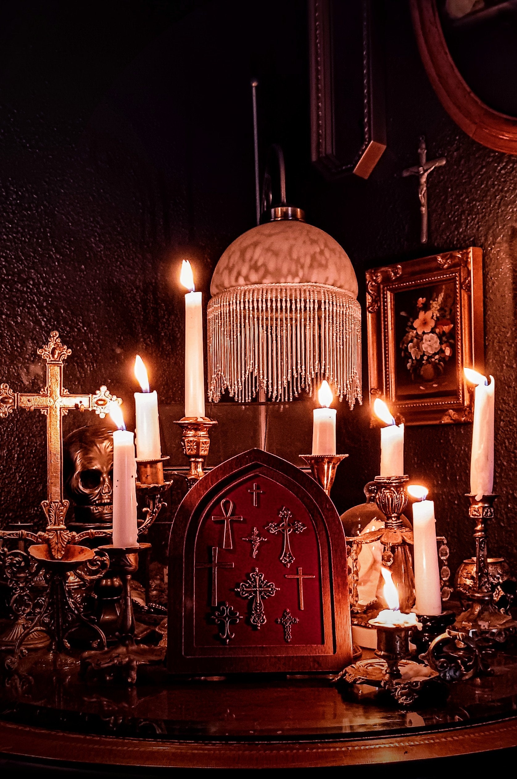 Brass Crucifix in Cathedral Frame, Macabre, Catholic, Religion ...