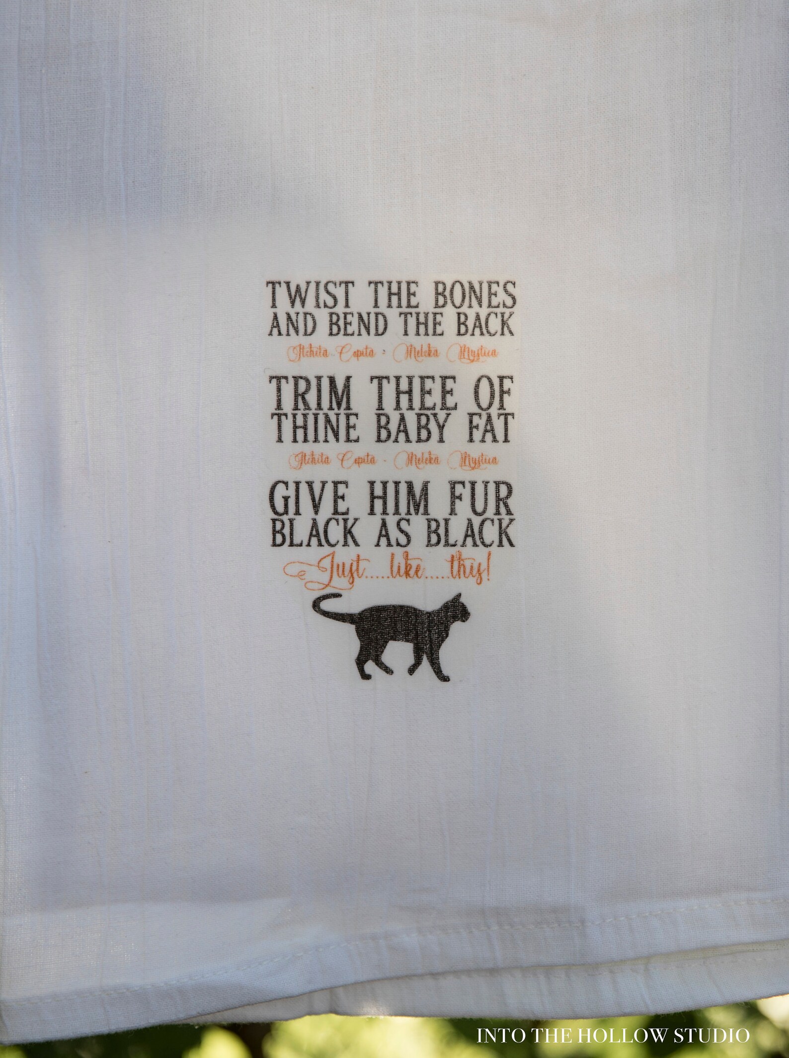 Hocus Pocus Binx Cat Spell Hand Towel | Flour Sack Tea Towel | Goth ...