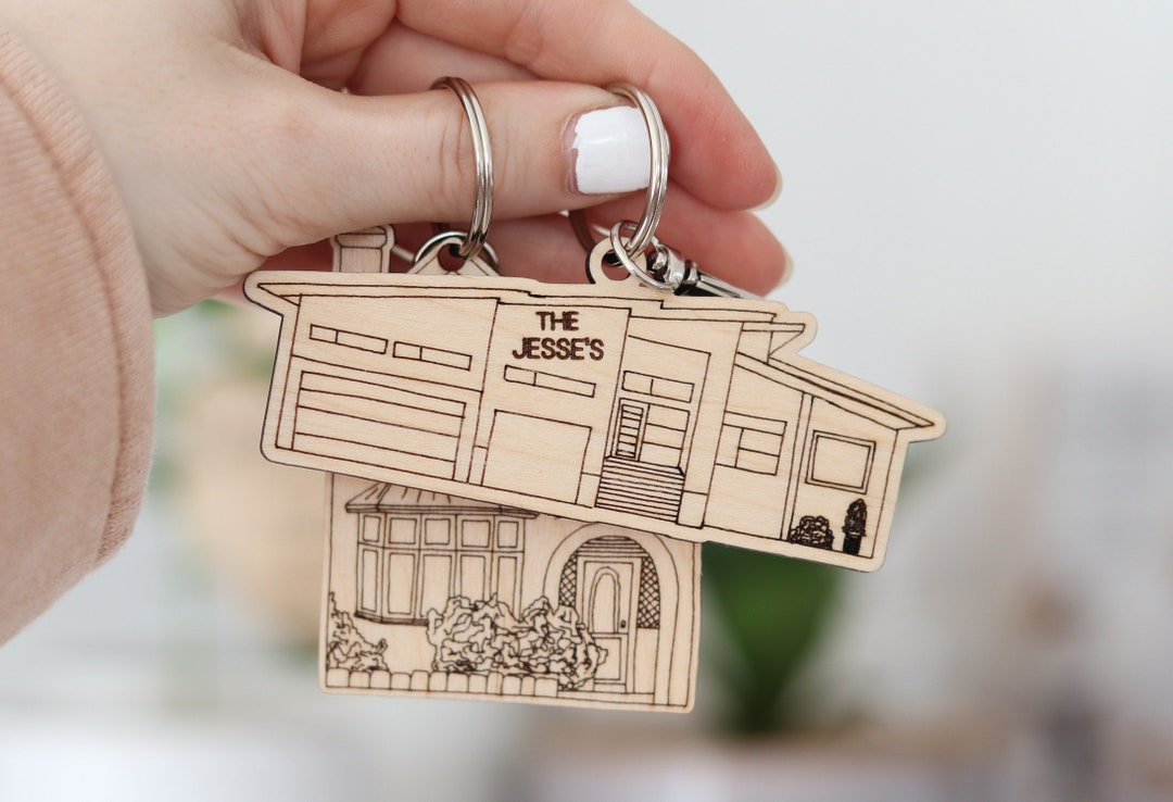 Hand Drawn Engraved Personalized Keychain, House Warming Gift, New Home ...