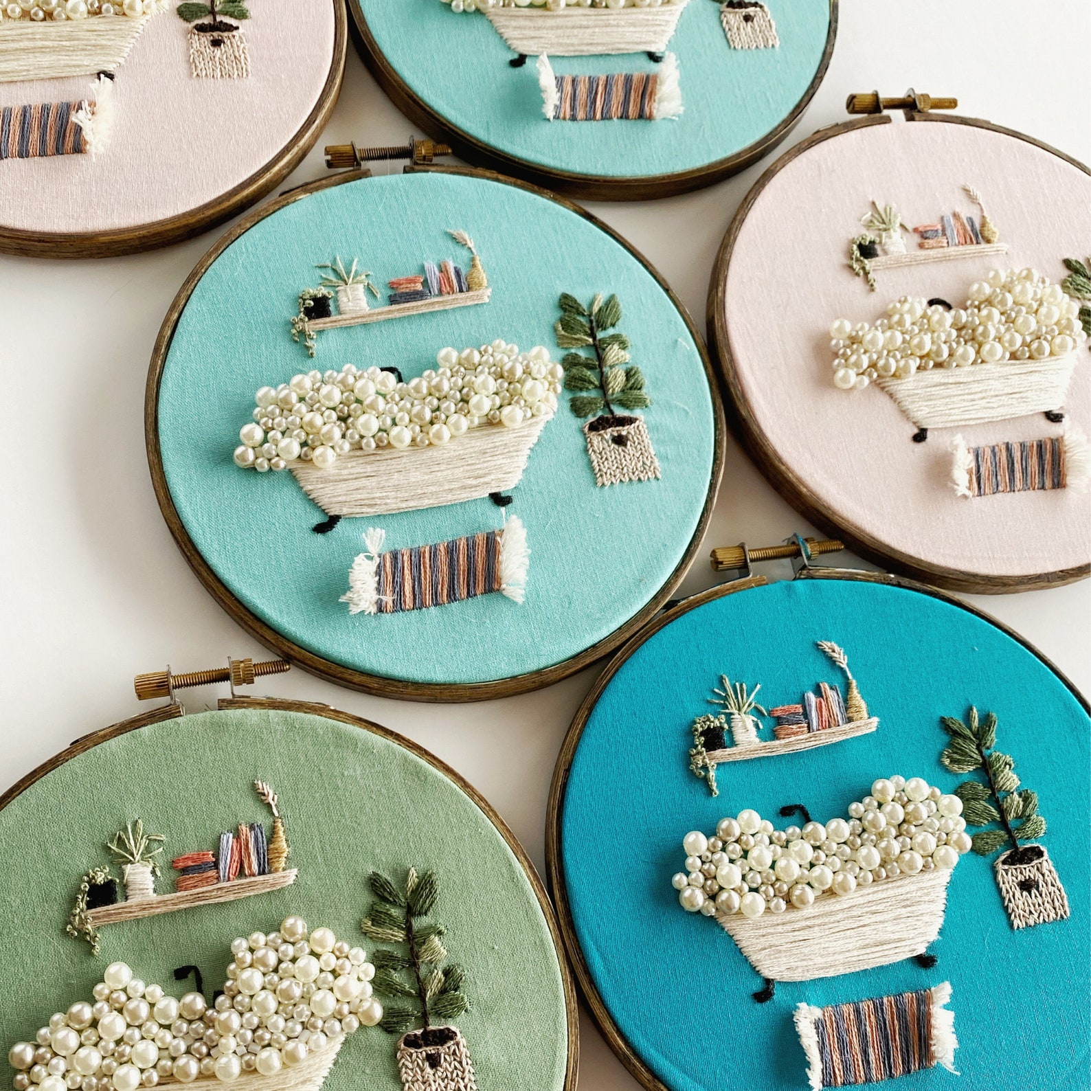 Beaded Bubble Bath Embroidery Pattern: DIY Home Decor (PDF Pattern) - Etsy