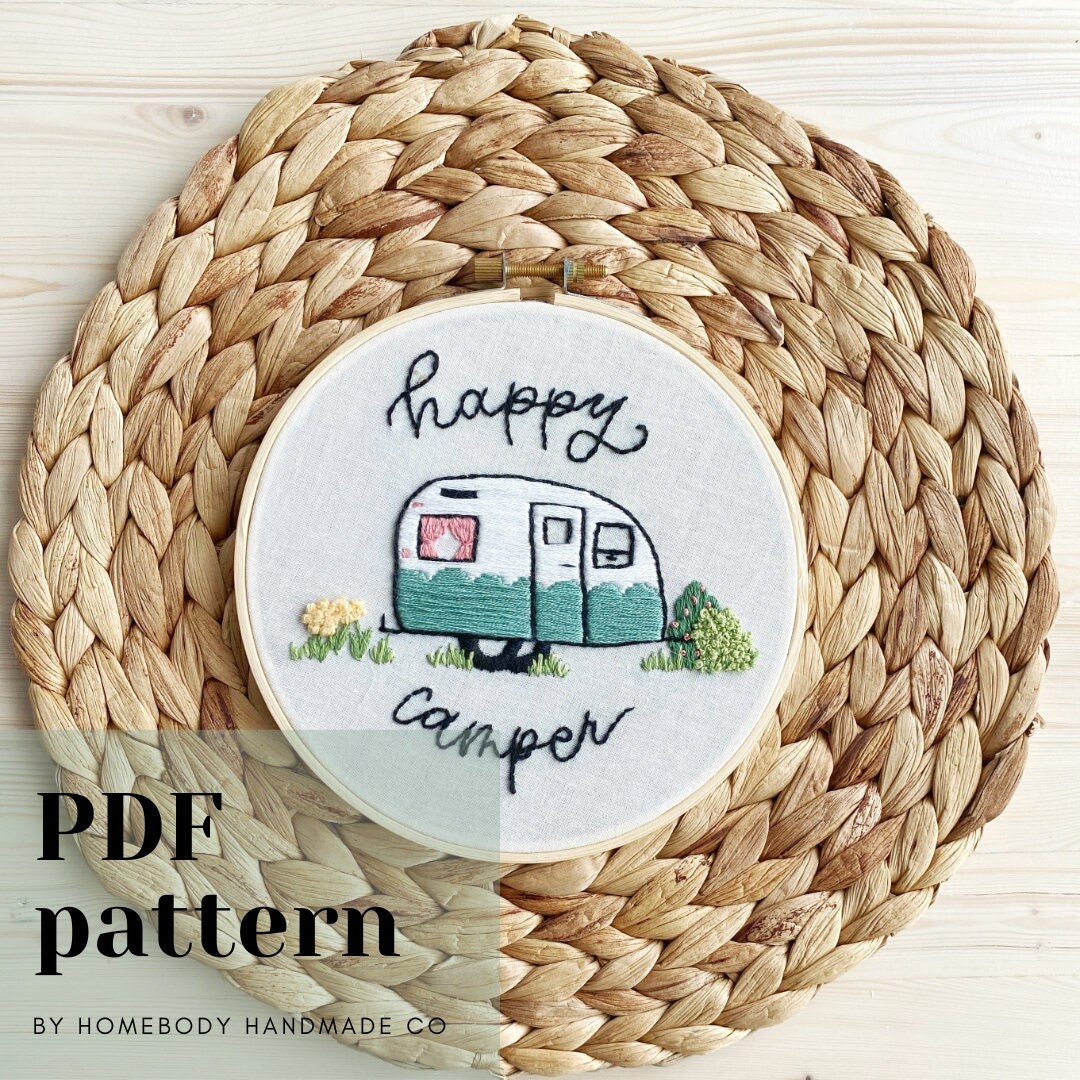 Happy Camper Embroidery Pattern || Instant Download PDF File || DIY ...