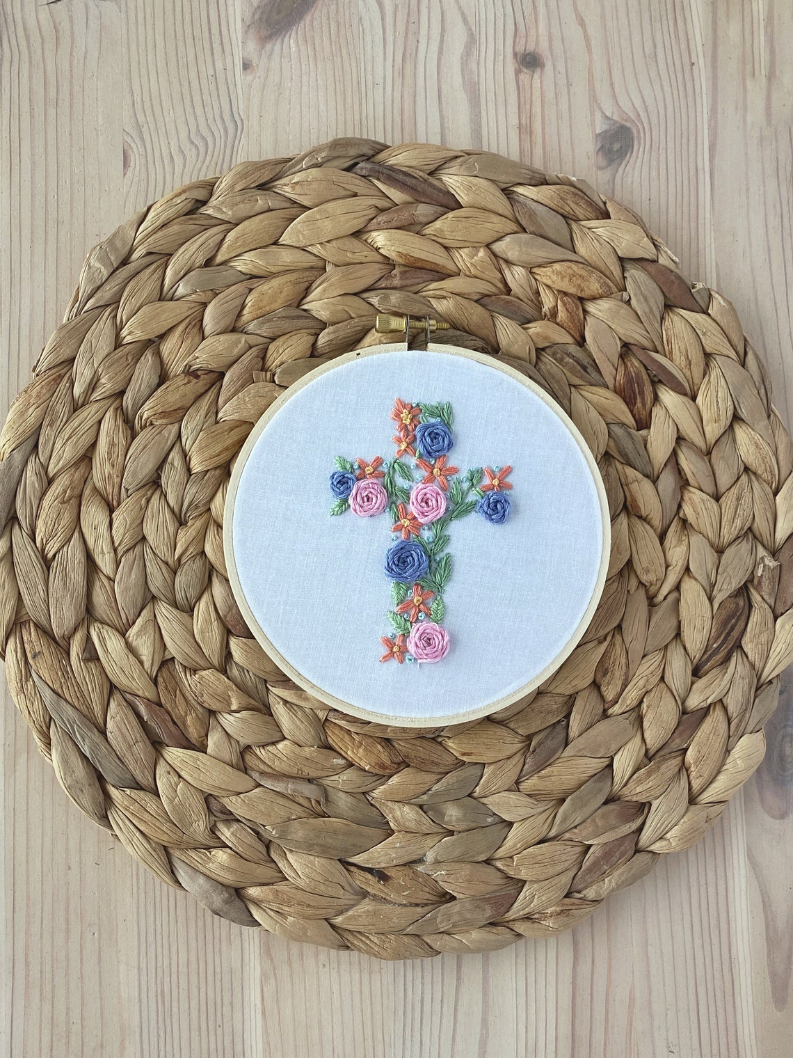 Embroidery Pattern Floral Cross Christian Hand - Etsy