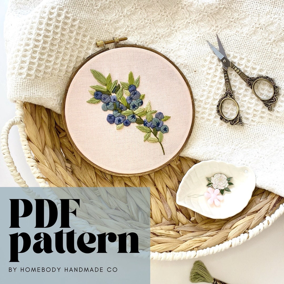 Wild Blueberries Embroidery Pattern || Beginner Friendly DIY Embroidery ...