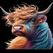 Highland Cow, Colourful and Windswept, Digital Clip Art, Scottish Cow ...
