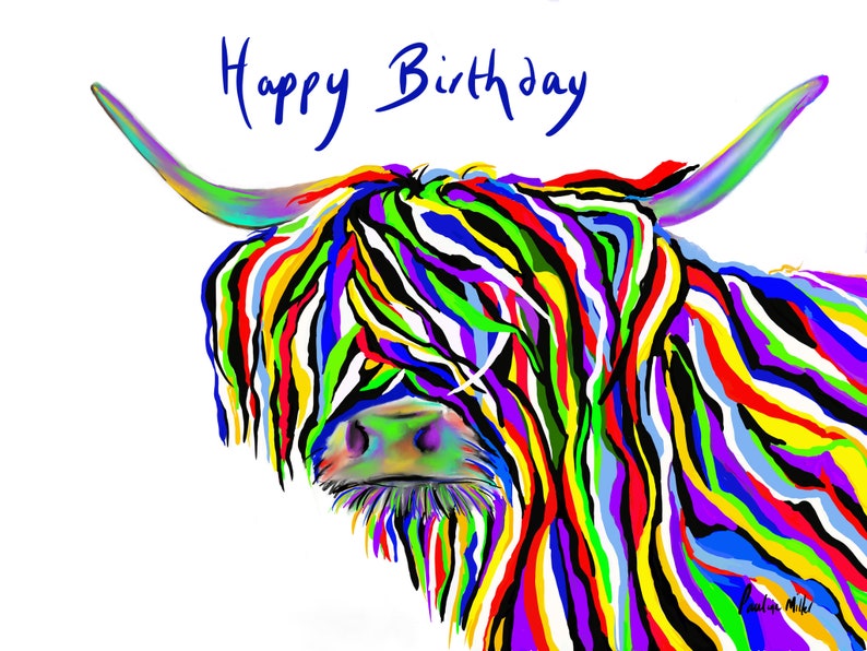 Happy Birthday, Highland Cow Card, Popular Greetings Card, Scottish ...