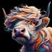 Highland Cow, Colourful and Windswept, Digital Clip Art, Scottish Cow ...