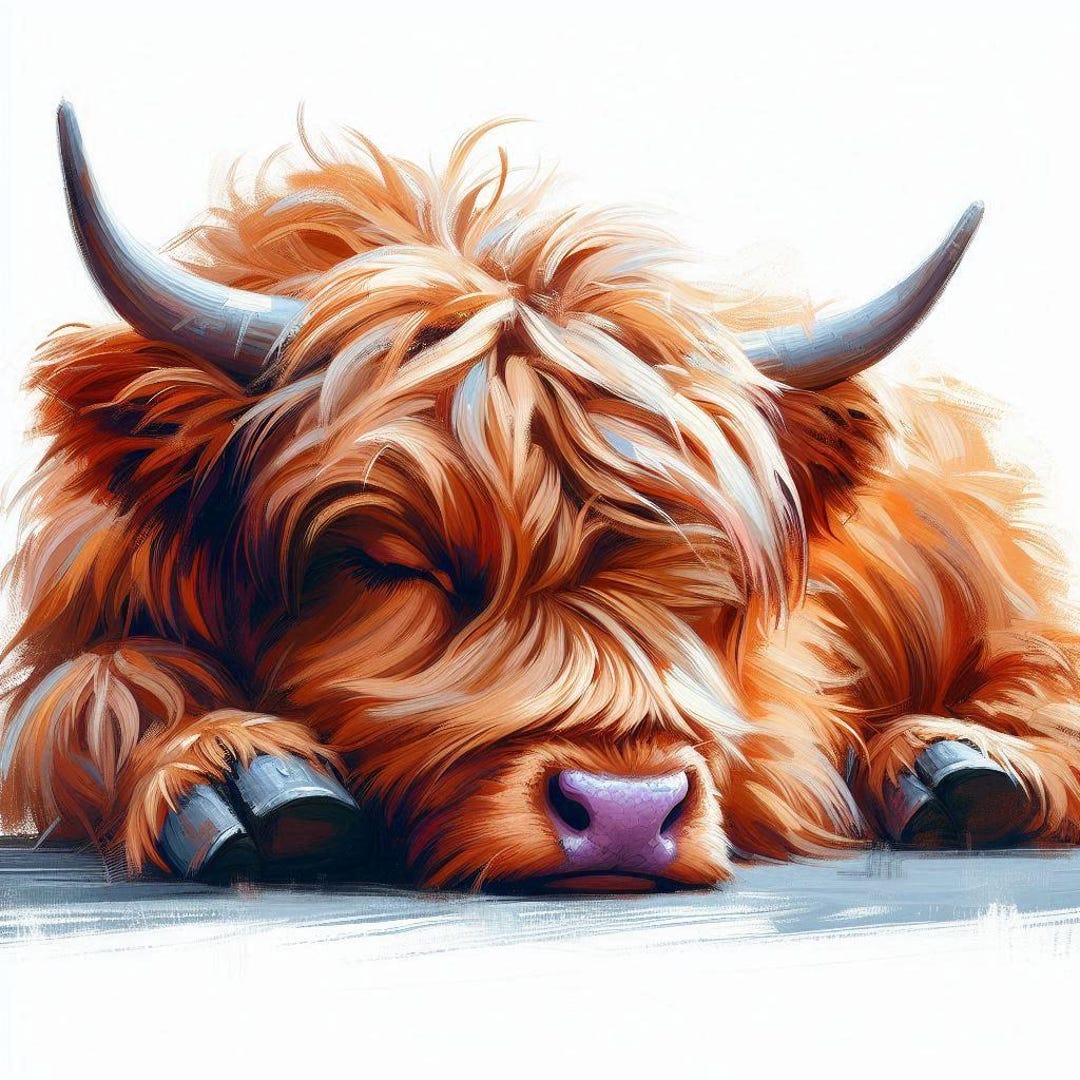 Highland Cow, Sleeping Cow, Digital Clip Art, Scottish Cow, Scotland ...