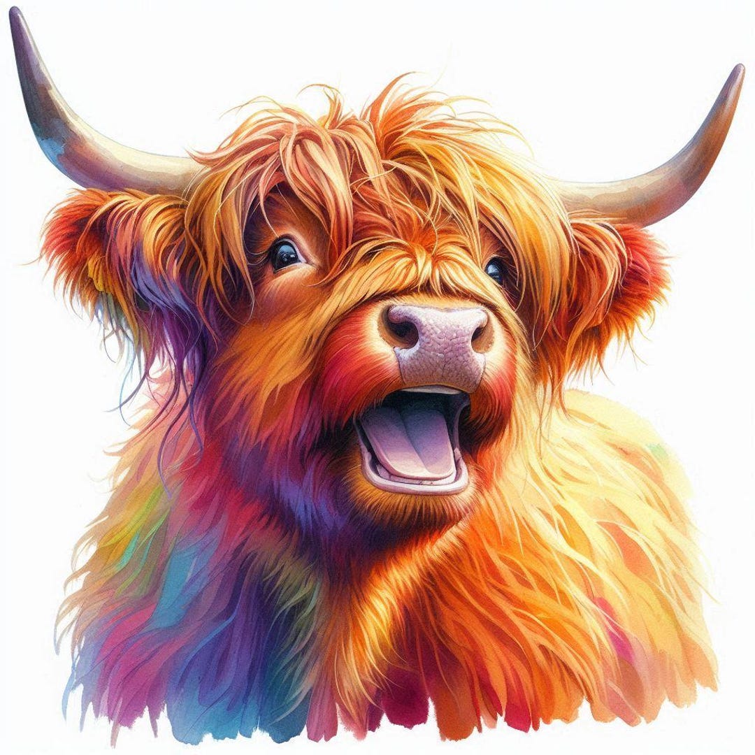 Highland Cow, Laughing Cow, Digital Clip Art, Scottish Cow, Scotland ...