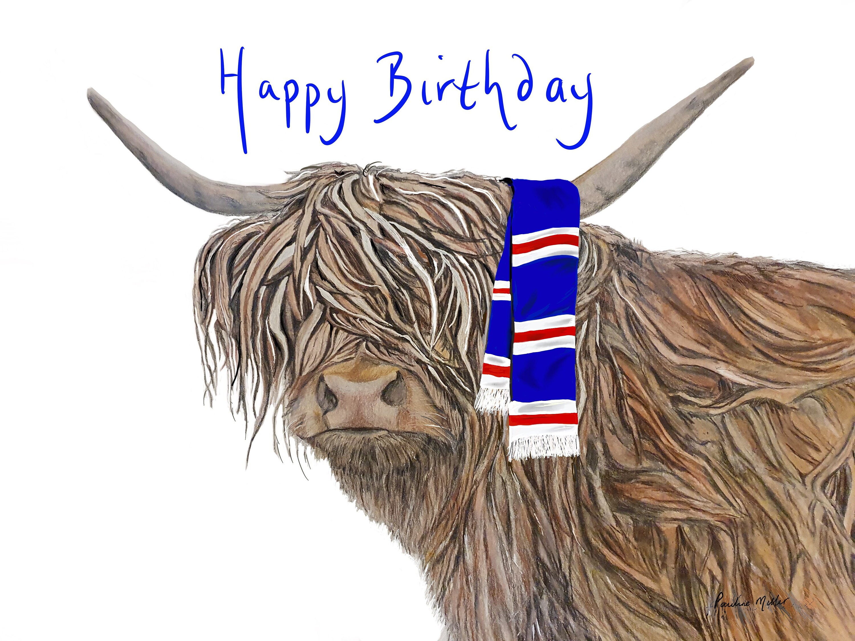Happy Birthday, Rangers FC, Highland Cow Card, Popular Greetings Card ...