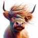 Highland Cow, Colourful and Windswept, Digital Clip Art, Scottish Cow ...