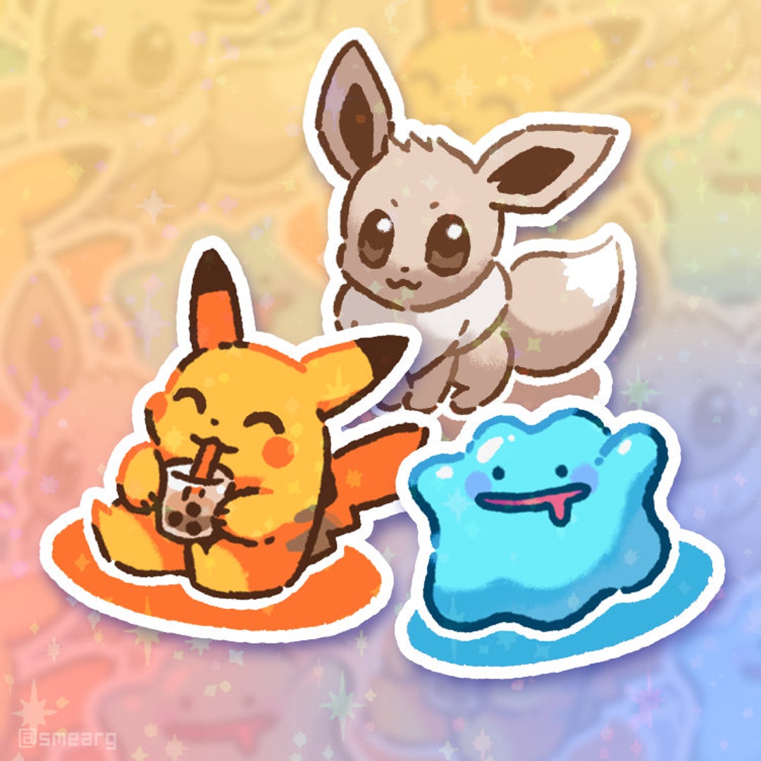 1.5in Holo Shiny Pikachu, Eevee & Ditto Stickers PKMN - Etsy