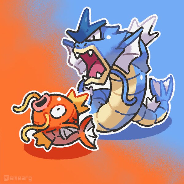 Magikarp and Gyarados Stickers - Etsy