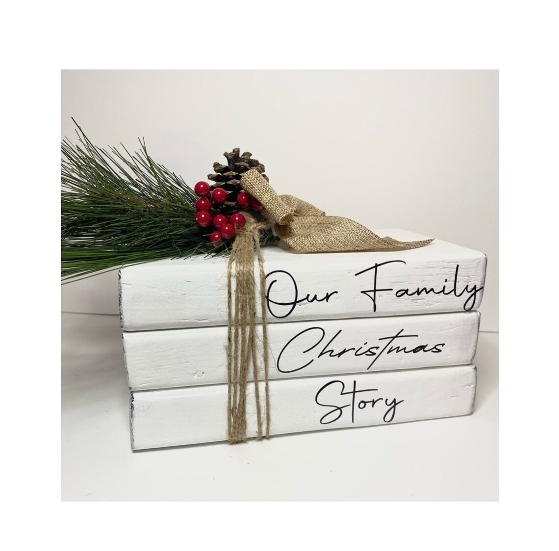Christmas Wooden Book Stack, Holiday, Christmas, Book Stack - Etsy