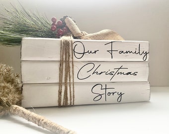 Christmas Mini Wood Book Stack/ Farmhouse Christmas/ Tiered - Etsy